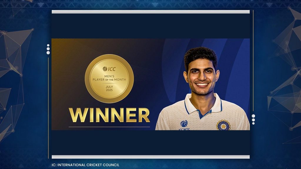 Shubman Gill crowned ICC Men’s Player of the Month for July 2025
